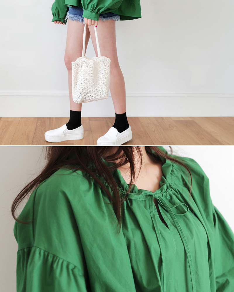 パフスリーブネックストラップブラウス・全2色 | レディースファッション通販 - DHOLIC