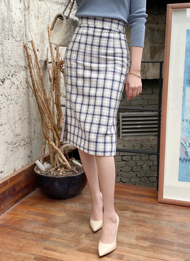 ツイードチェックペンシルスカート | レディースファッション通販 - DHOLIC