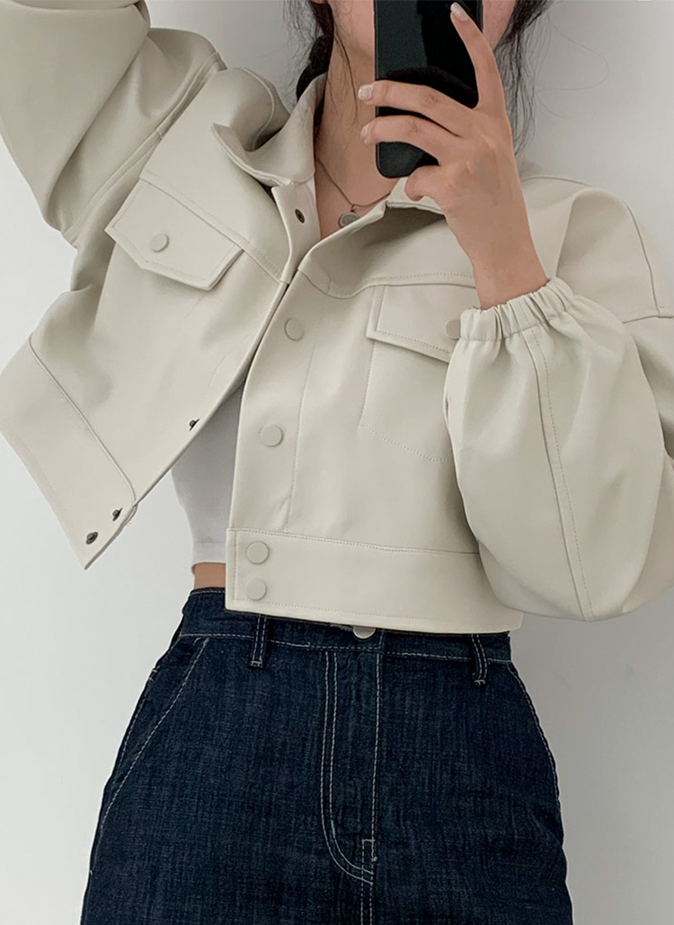 レザー調フラップショートジャケット | レディースファッション通販 - DHOLIC