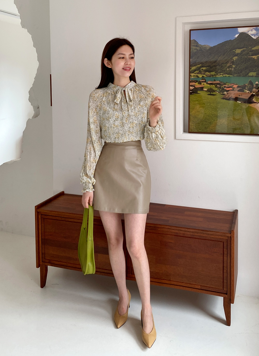 2WAYプリーツフローラルリボンブラウス | レディースファッション通販 - DHOLIC