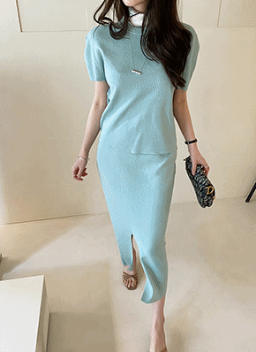 ラウンドニット&2WAYスリットロングスカートSET | レディースファッション通販 - DHOLIC