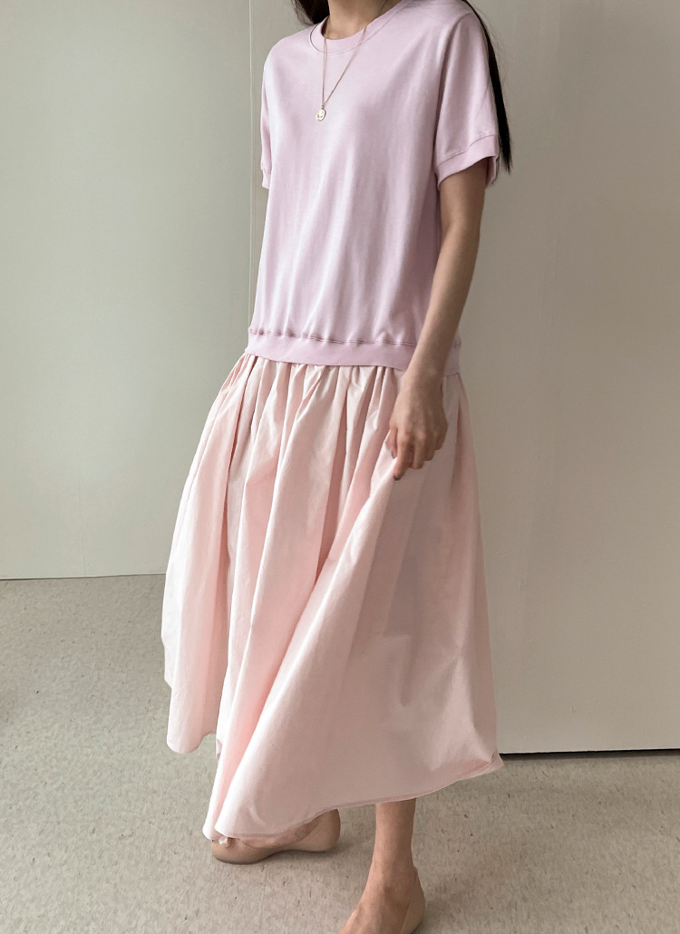 半袖スウェット切替フレアワンピース | レディースファッション通販 - DHOLIC