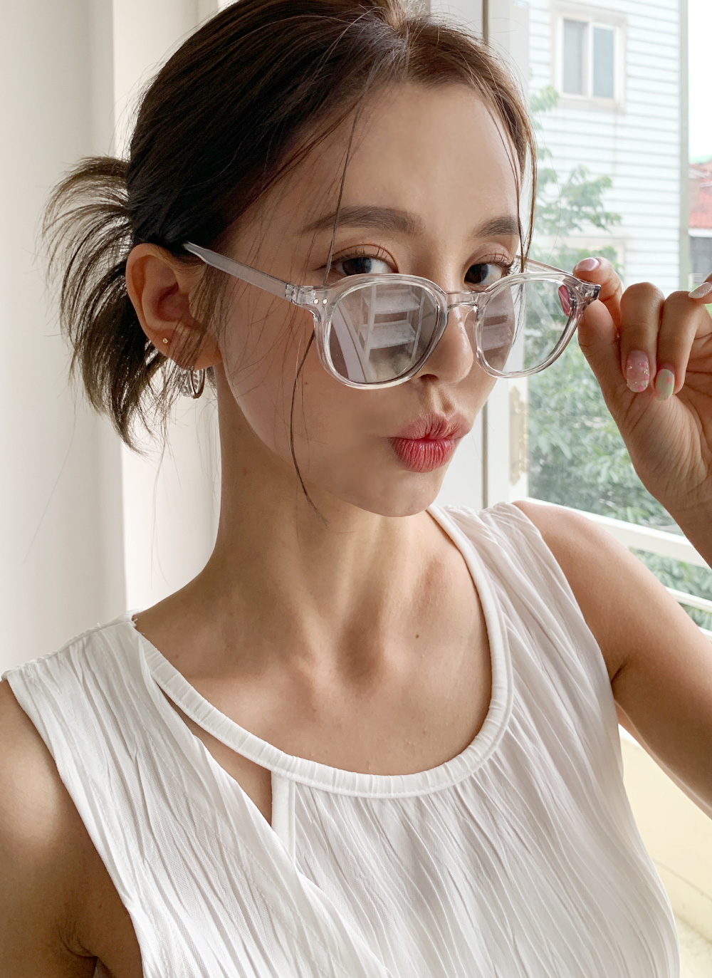 ケース付UV400スクエアカラーサングラス | レディースファッション通販 - DHOLIC