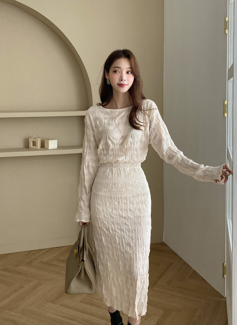 リンクルブラウス&スカートSET | レディースファッション通販 - DHOLIC