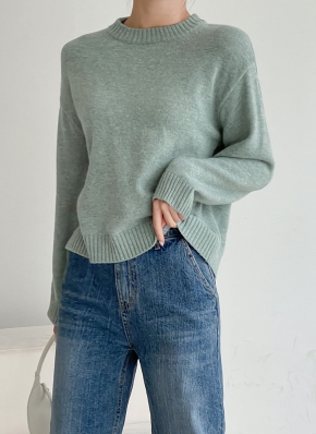 リブラウンドネックニット | レディースファッション通販 - DHOLIC