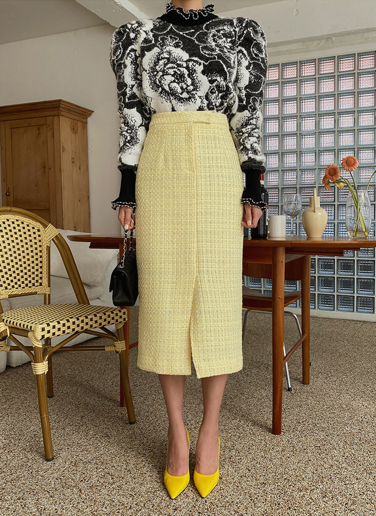 センタースリットツイードスカート | レディースファッション通販 - DHOLIC