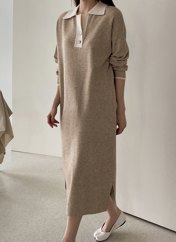 配色ネックニットロングワンピース | レディースファッション通販 - DHOLIC