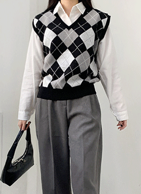 アーガイルVネックベスト | レディースファッション通販 - DHOLIC