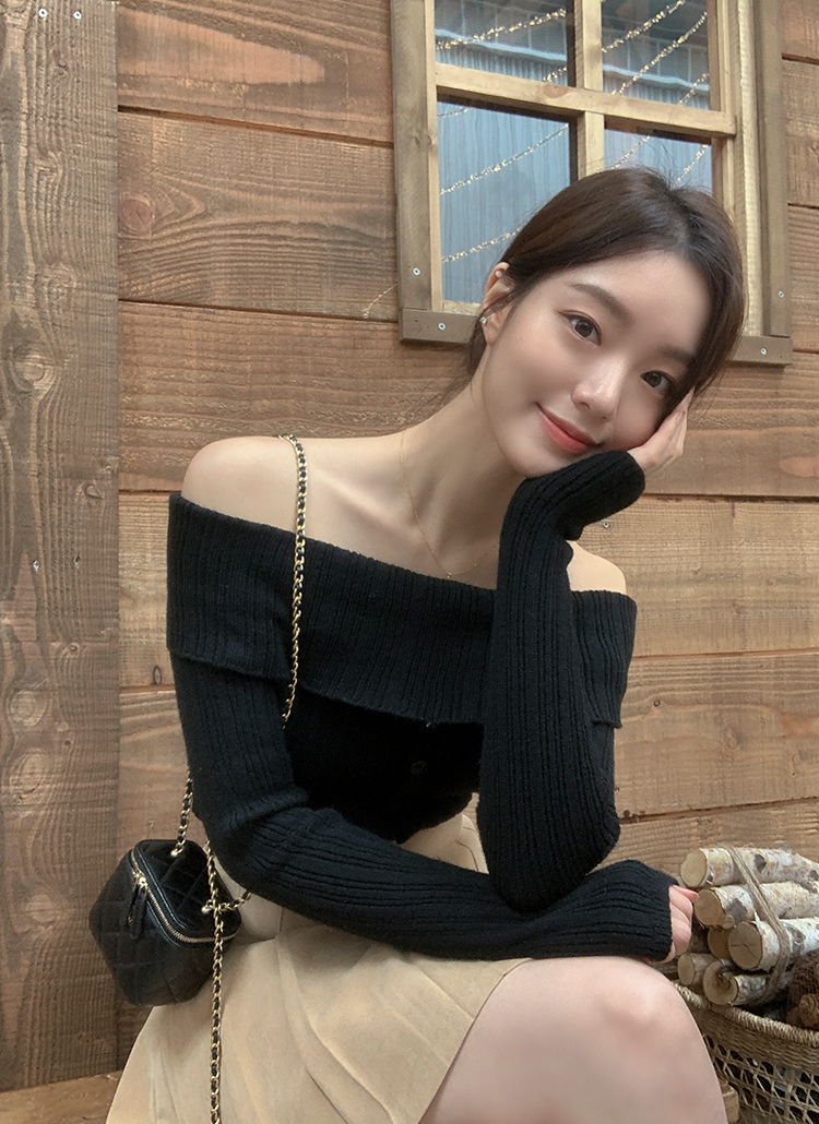 フロントボタンオフショルダーニット | レディースファッション通販 - DHOLIC