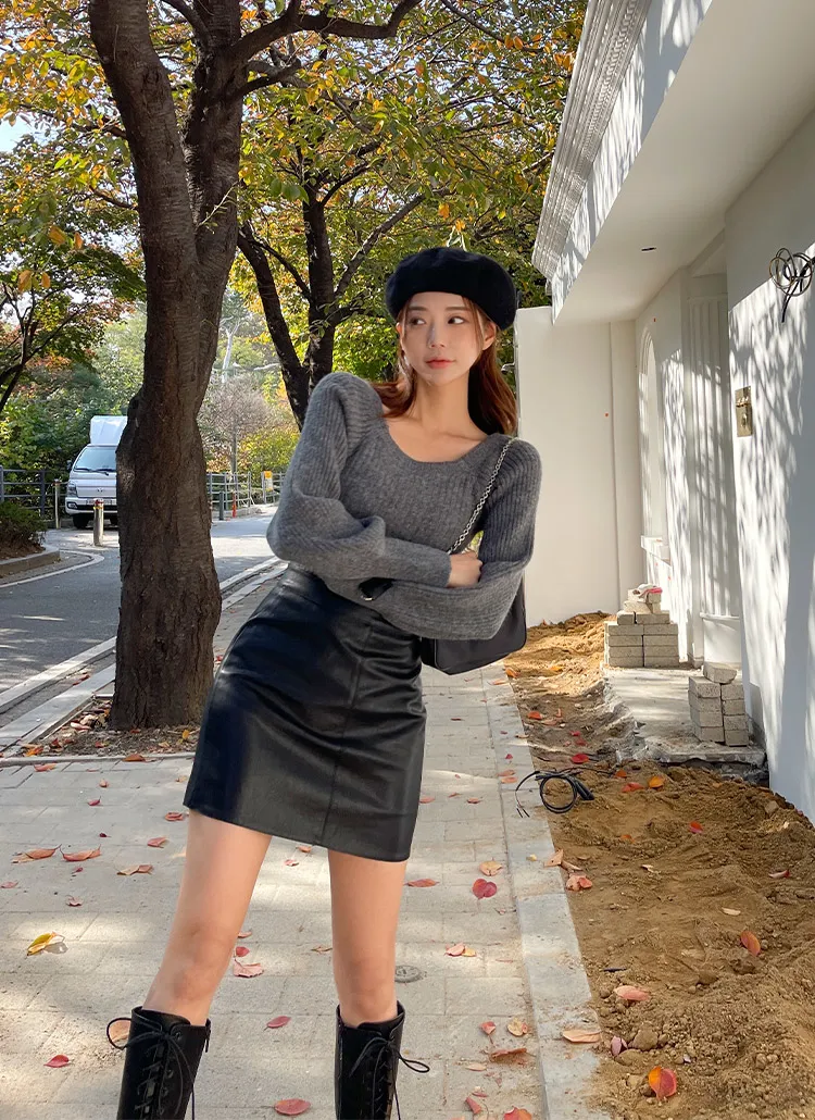 パンツ裏地レザー調スカート | レディースファッション通販 - DHOLIC