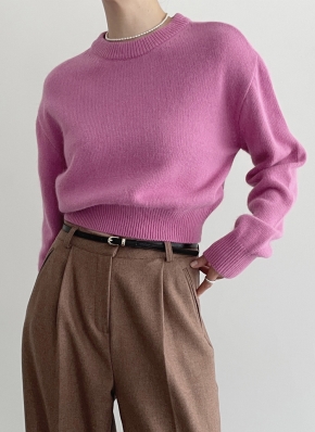 アンゴラ混セミクロップドニット | レディースファッション通販 - DHOLIC