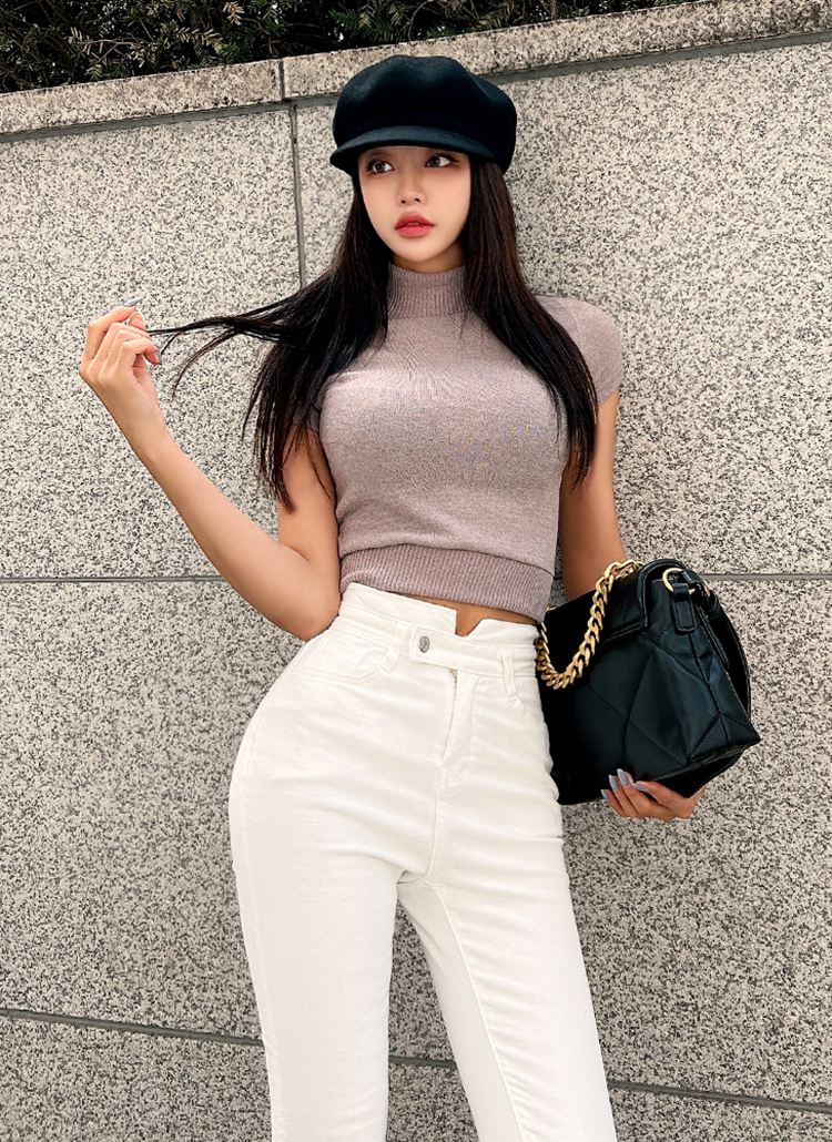 ハイネックスリムクロップド半袖Tシャツ | レディースファッション通販 - DHOLIC