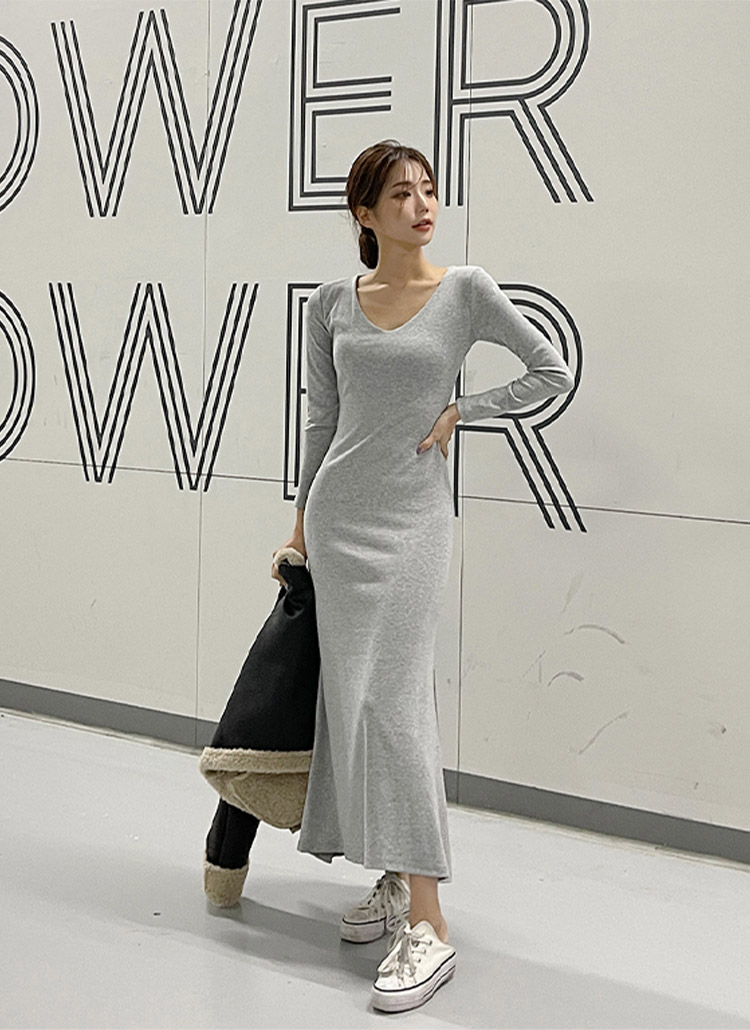 Vネックロングマーメイドワンピース | レディースファッション通販 - DHOLIC