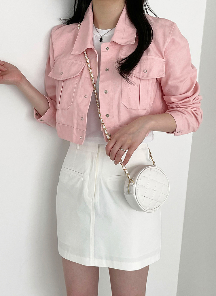 クロップドスナップボタンジャケット | レディースファッション通販 - DHOLIC