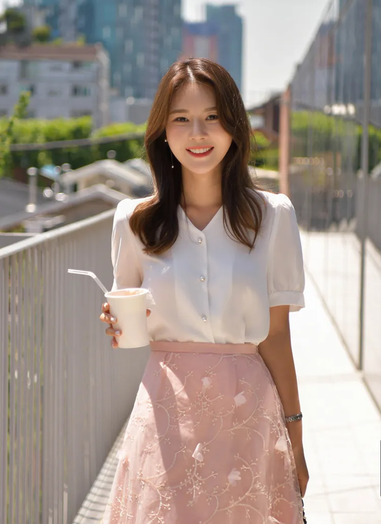 Vネックパール調ボタンブラウス | レディースファッション通販 - DHOLIC