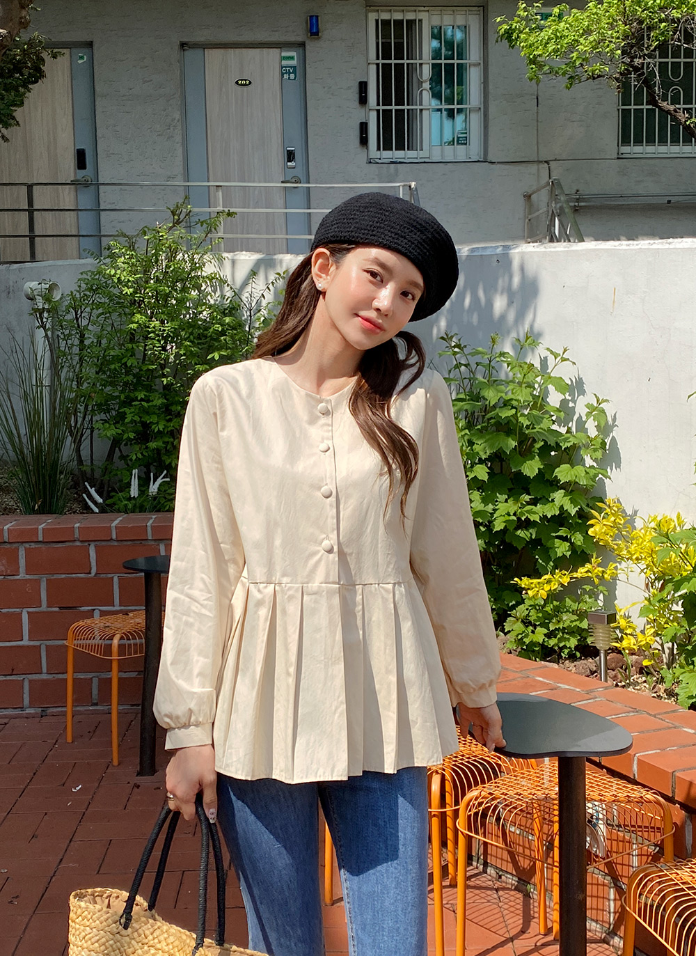 コットンプリーツペプラムブラウス | レディースファッション通販 - DHOLIC