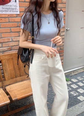 2TYPEラウンドスリム半袖Tシャツ | レディースファッション通販 - DHOLIC