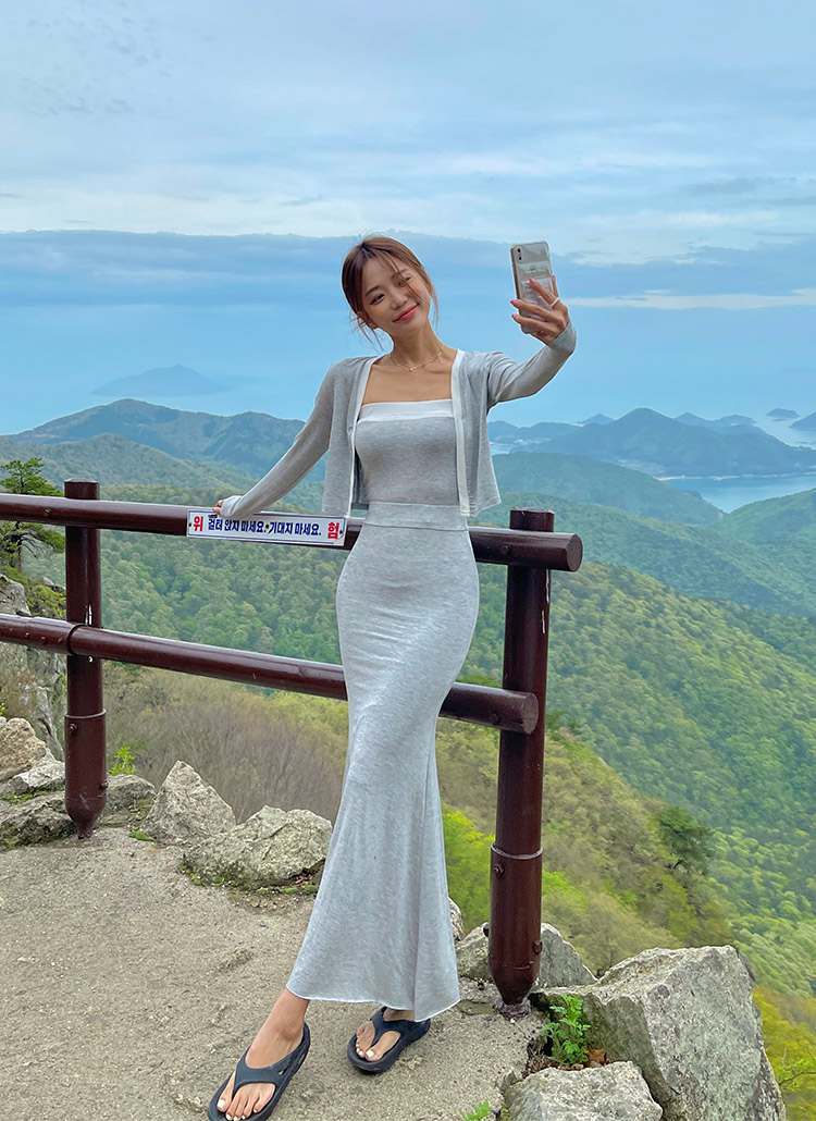 配色チューブトップ&カーディガン&スカートSET | レディースファッション通販 - DHOLIC