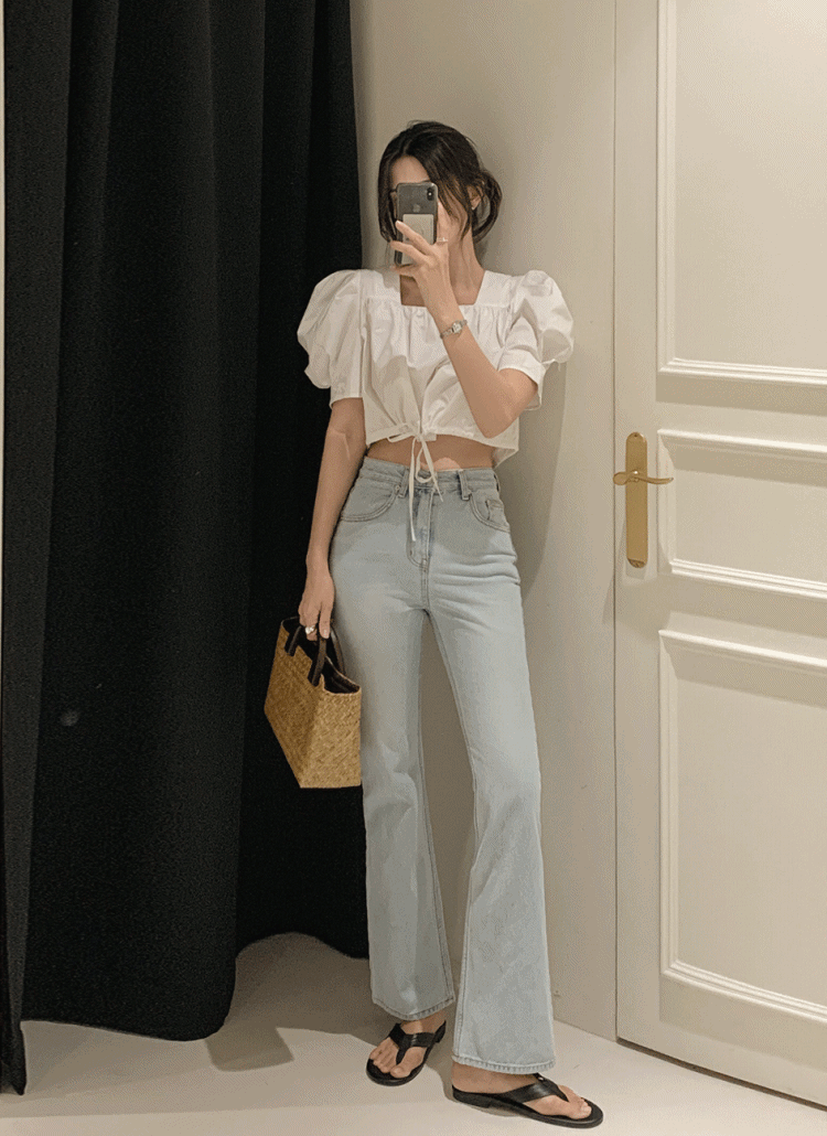 ハイウエストセミフレアデニムパンツ | レディースファッション通販 - DHOLIC