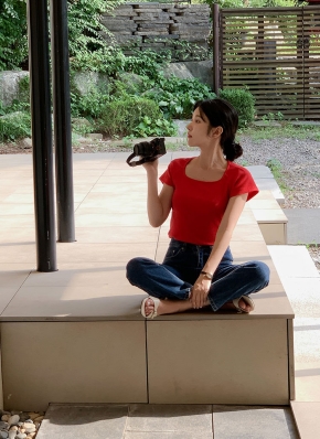 スクエアリブ半袖Tシャツ | レディースファッション通販 - DHOLIC