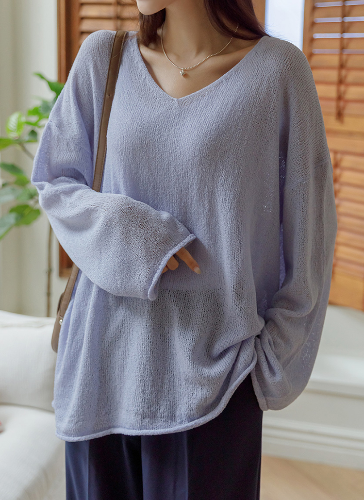 オーバーシルエットVネックニット | レディースファッション通販 - DHOLIC
