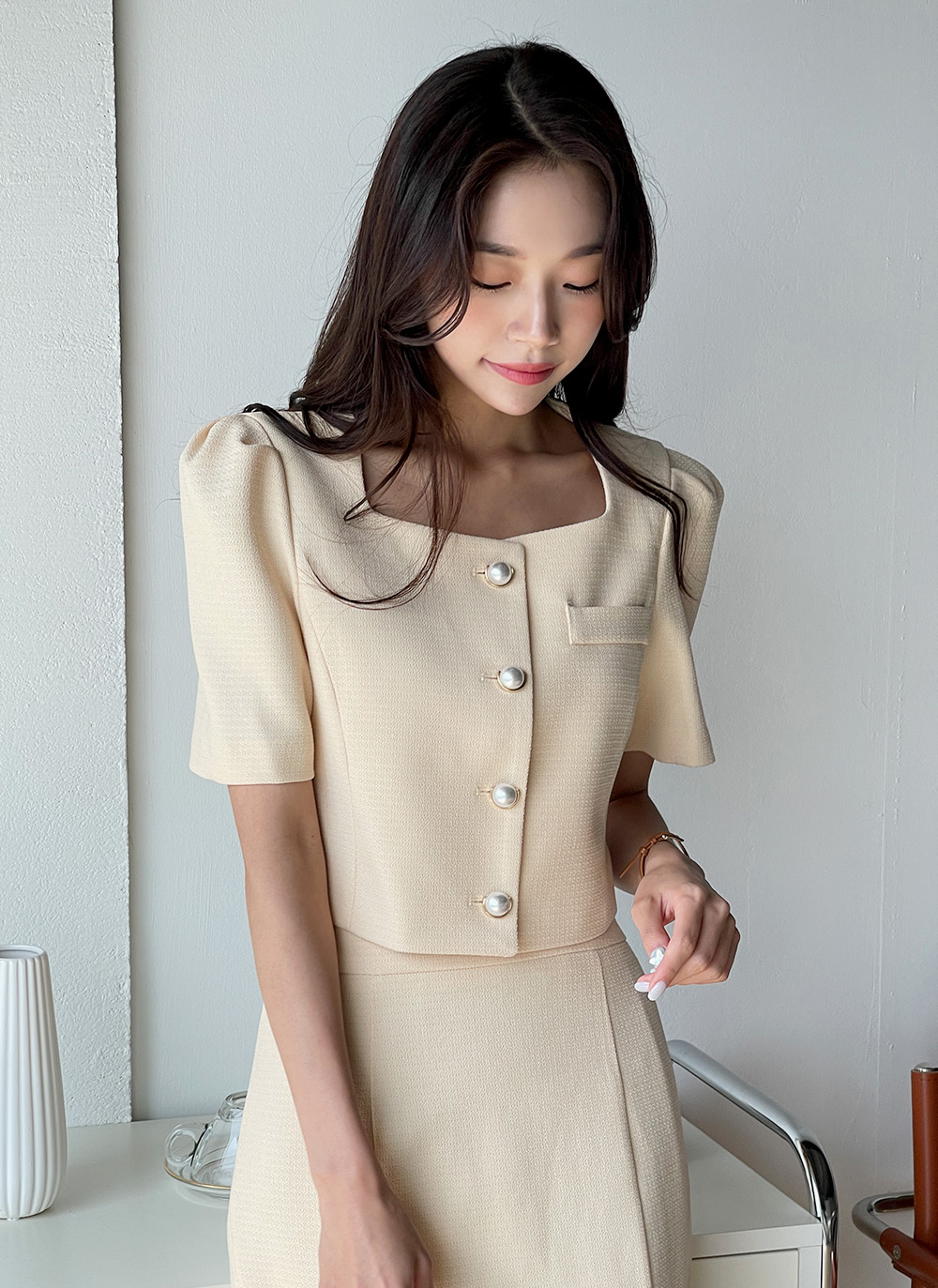 スクエアパフジャケット&マーメイドロングスカートSET | レディースファッション通販 - DHOLIC