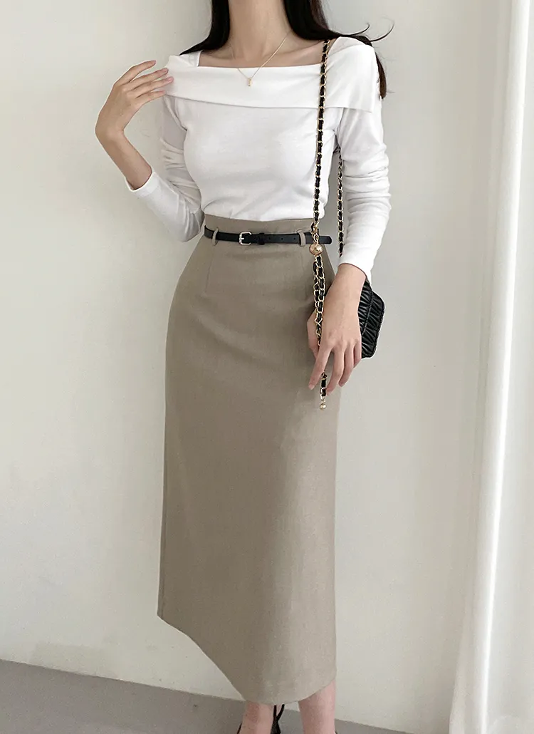 ベルト付ハイウエストストレートスカート | レディースファッション通販 - DHOLIC