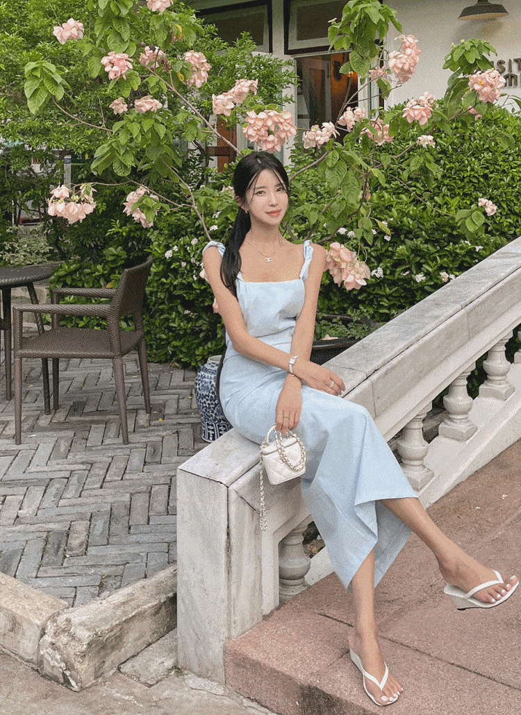 リボンストラップノースリワンピース | レディースファッション通販 - DHOLIC