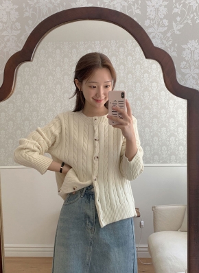 ケーブルラウンドネックニットカーディガン | レディースファッション通販 - DHOLIC