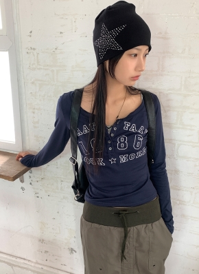 ROCKハーフボタン長袖Tシャツ | レディースファッション通販 - DHOLIC