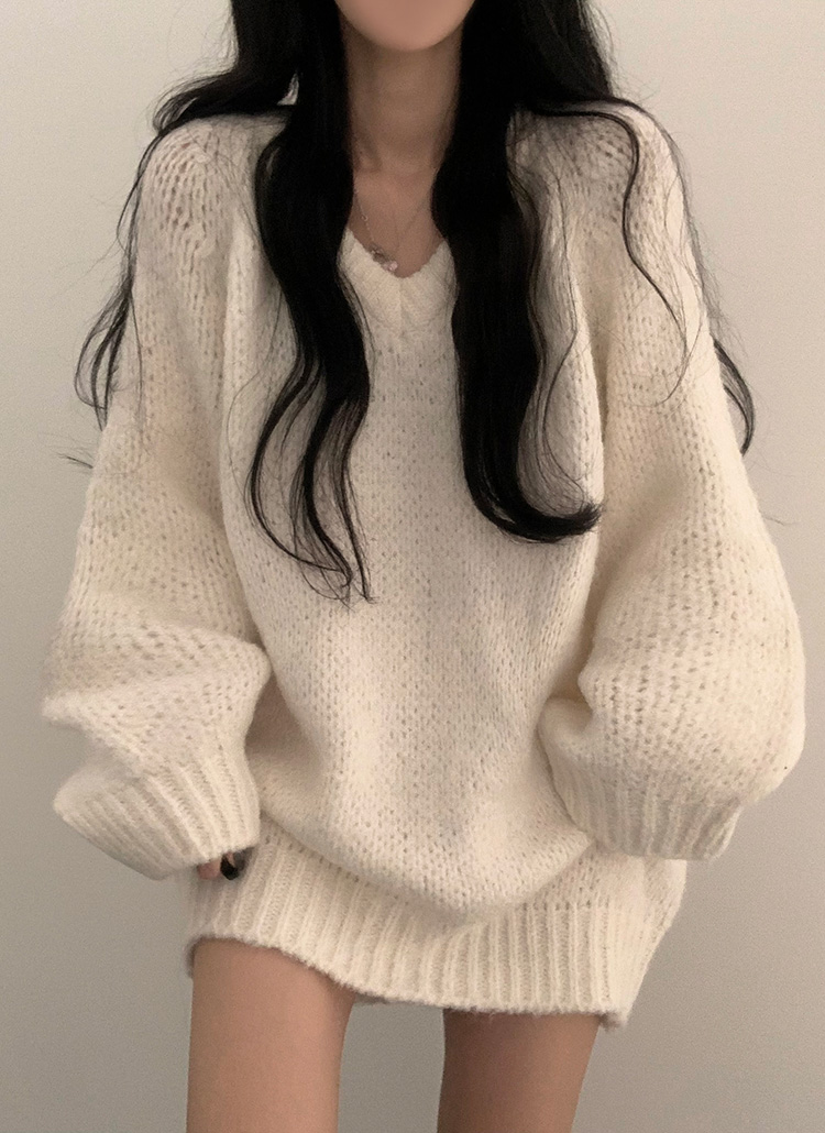 オーバーフィットVネックニット | レディースファッション通販 - DHOLIC