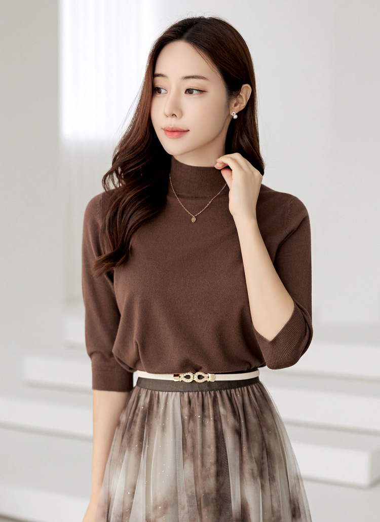 モックネック7分袖ニット | レディースファッション通販 - DHOLIC