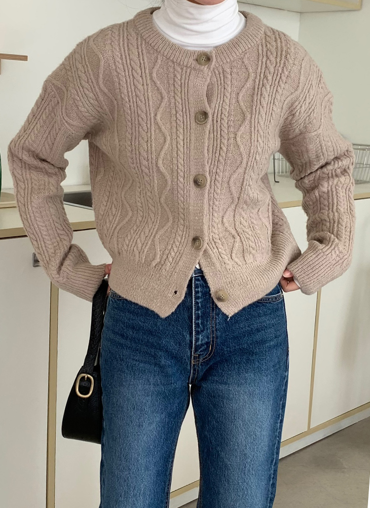 ウェーブケーブルラウンドカーディガン | レディースファッション通販 - DHOLIC