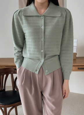 カラーネックニットカーディガン | レディースファッション通販 - DHOLIC