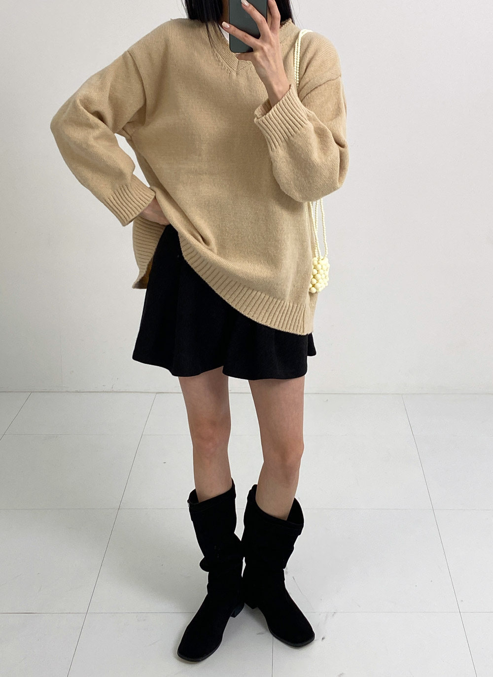 バックレースアップVネックニット | レディースファッション通販 - DHOLIC