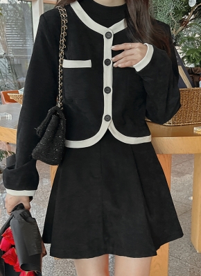 起毛配色ジャケット&スカートSET | レディースファッション通販 - DHOLIC