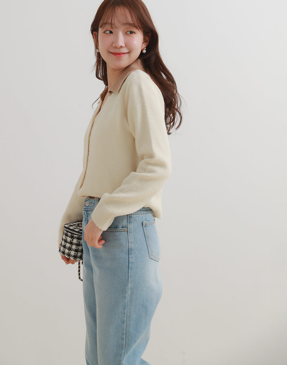 配色カラーパール調ボタンカーディガン | レディースファッション通販 - DHOLIC