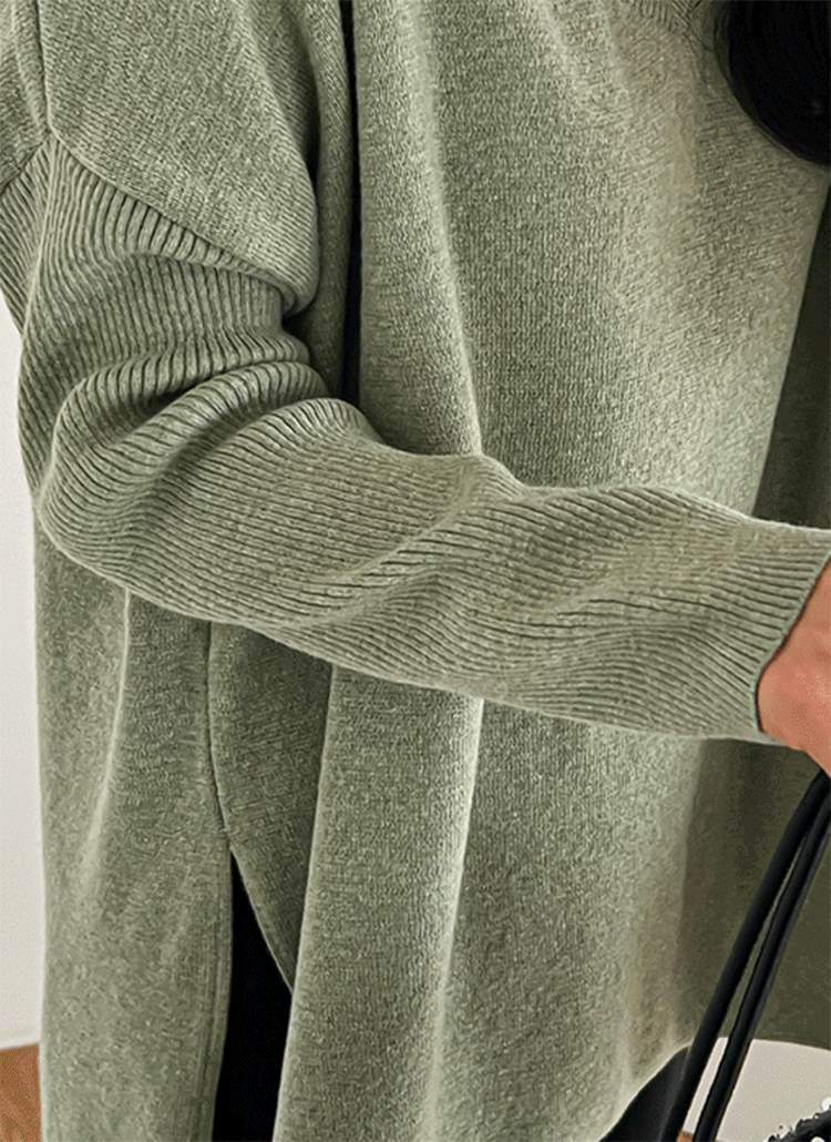 リブスリーブVネックロングニット | レディースファッション通販 - DHOLIC