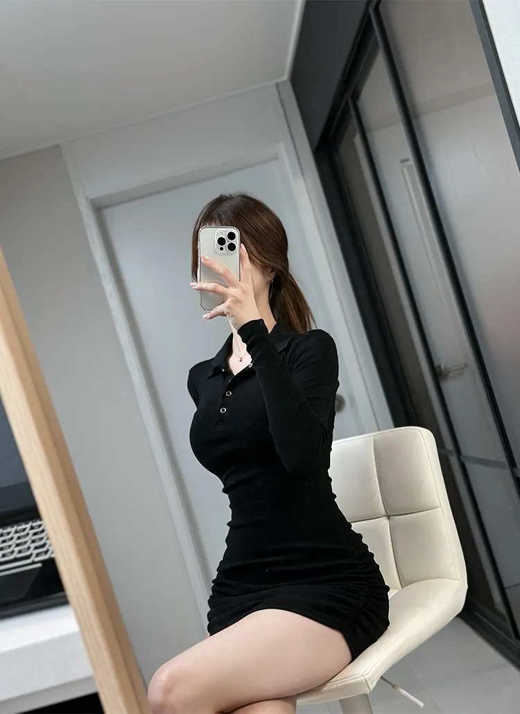 スナップボタンカラーシャーリングワンピース | レディースファッション通販 - DHOLIC