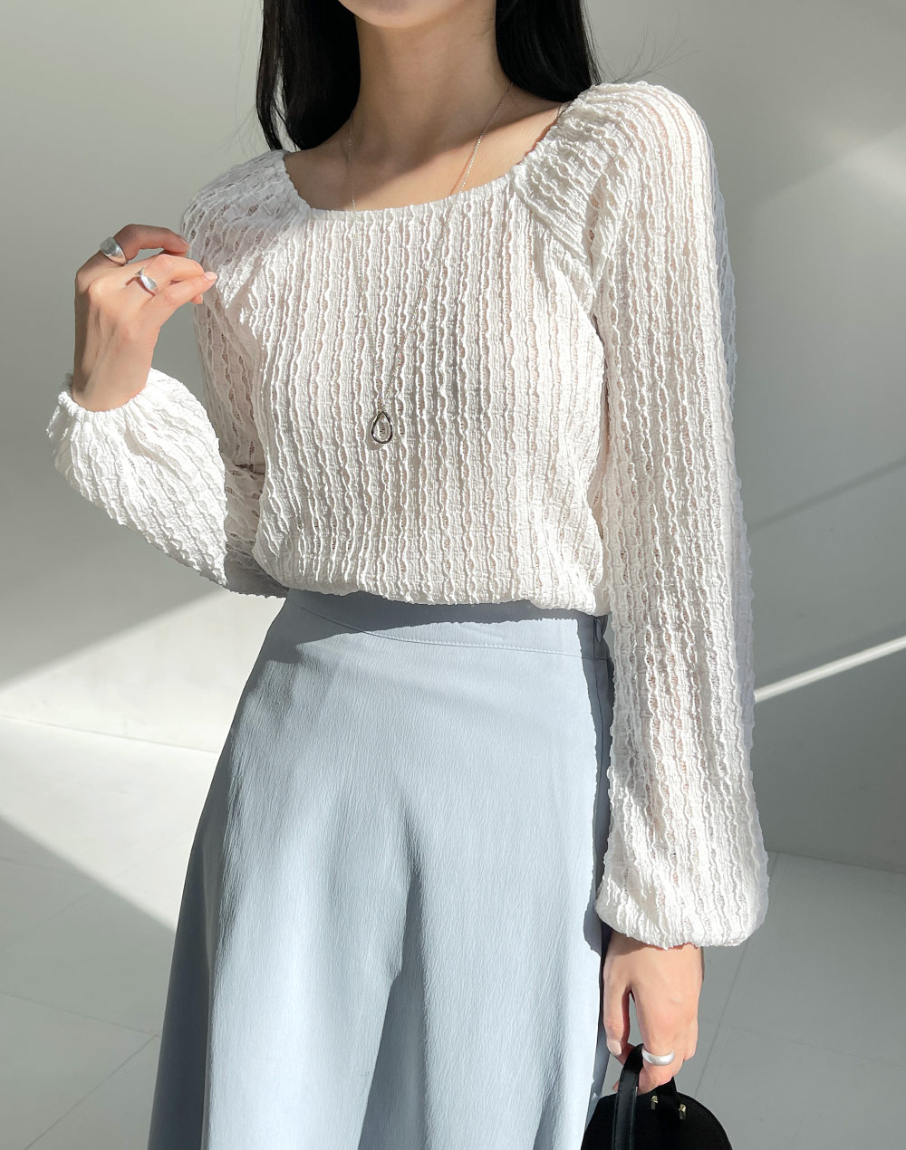 2WAYウェーブテクスチャーブラウス | レディースファッション通販 - DHOLIC