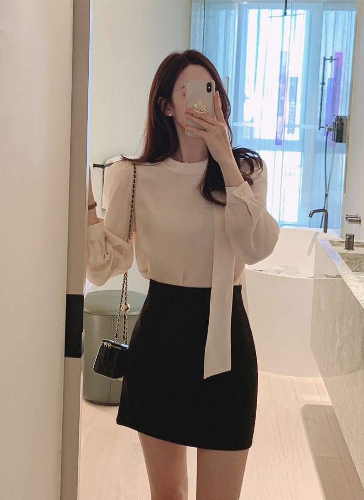 ボウタイバンドカラーパフブラウス | レディースファッション通販 - DHOLIC