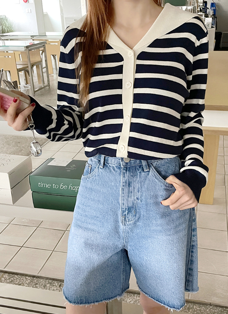 ボーダーセーラーニットカーディガン | レディースファッション通販 - DHOLIC