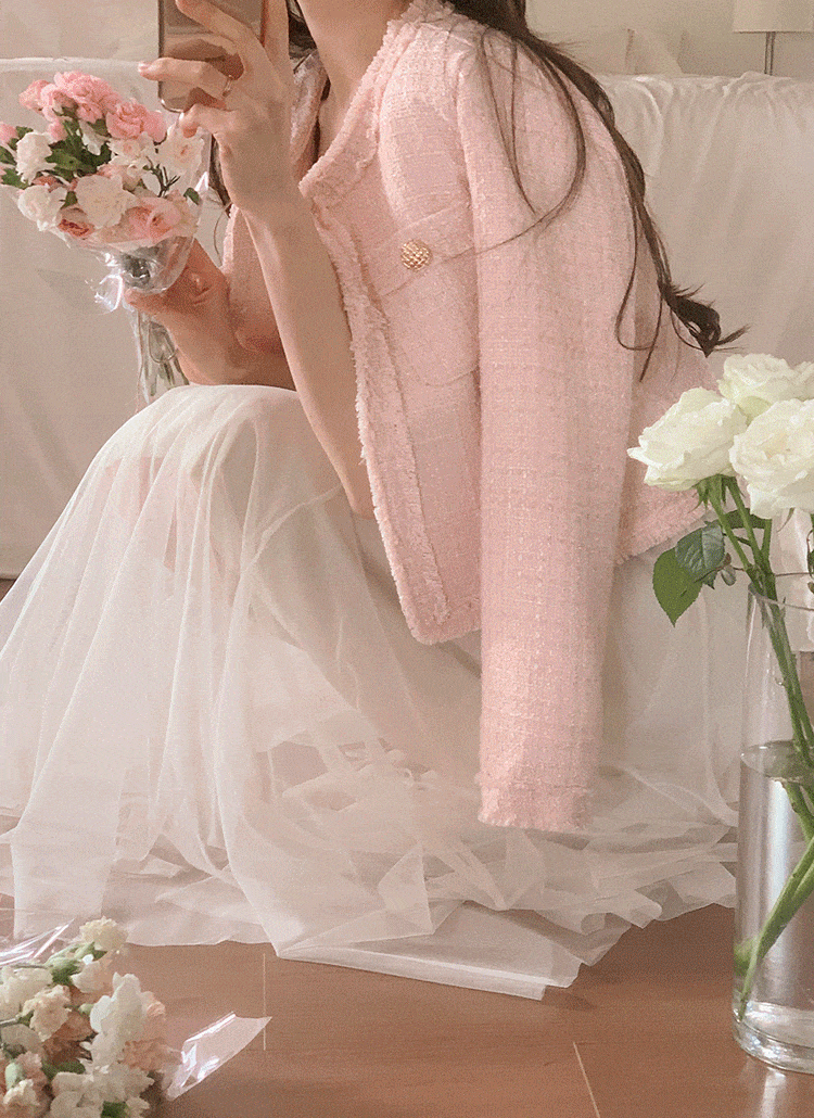 ラウンドネックツイードジャケット | レディースファッション通販 - DHOLIC