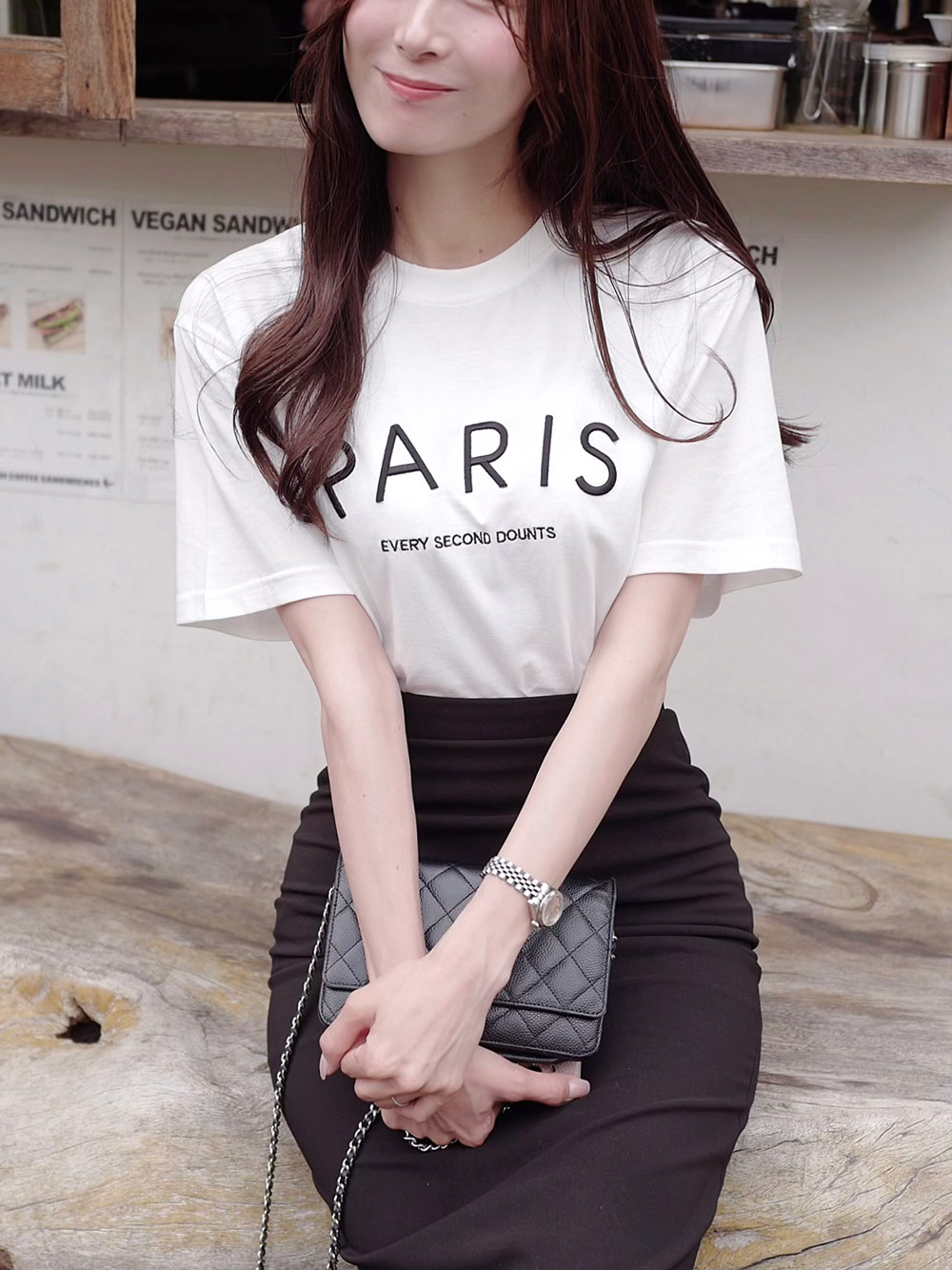 PARIS刺繍レタリングTシャツ | レディースファッション通販 - DHOLIC