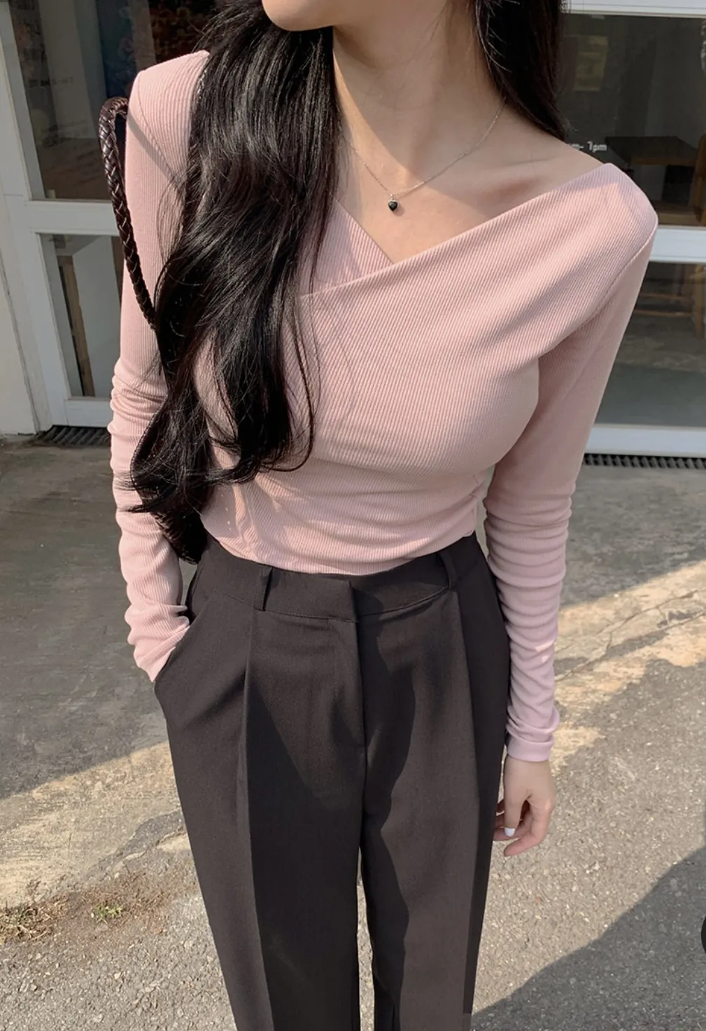 クロスVネック長袖Tシャツ | レディースファッション通販 - DHOLIC