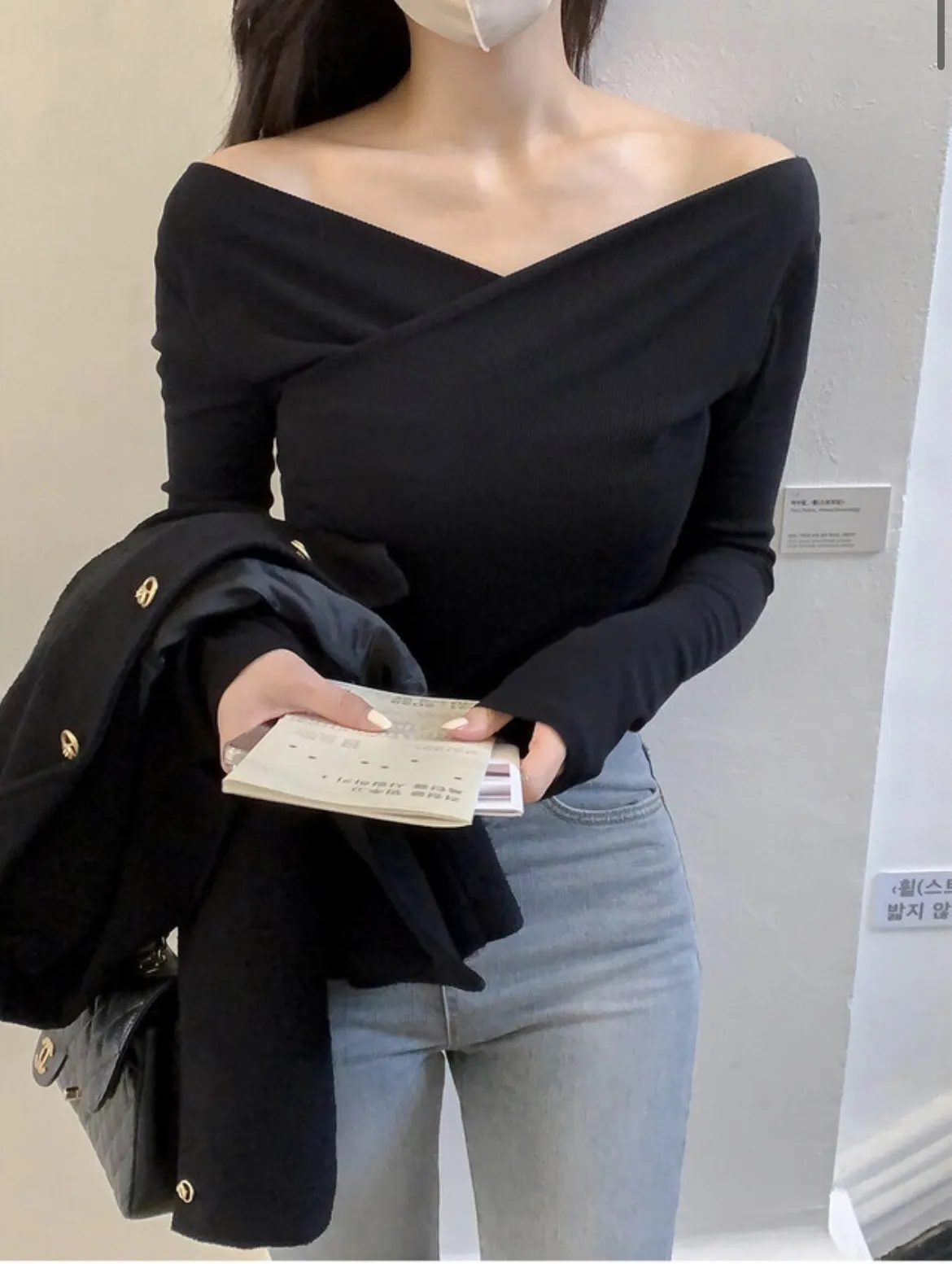 クロスVネック長袖Tシャツ | レディースファッション通販 - DHOLIC