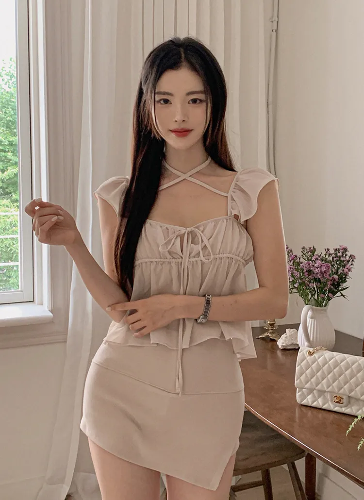 3WAYリボンシアークロップドフレアブラウス | レディースファッション通販 - DHOLIC