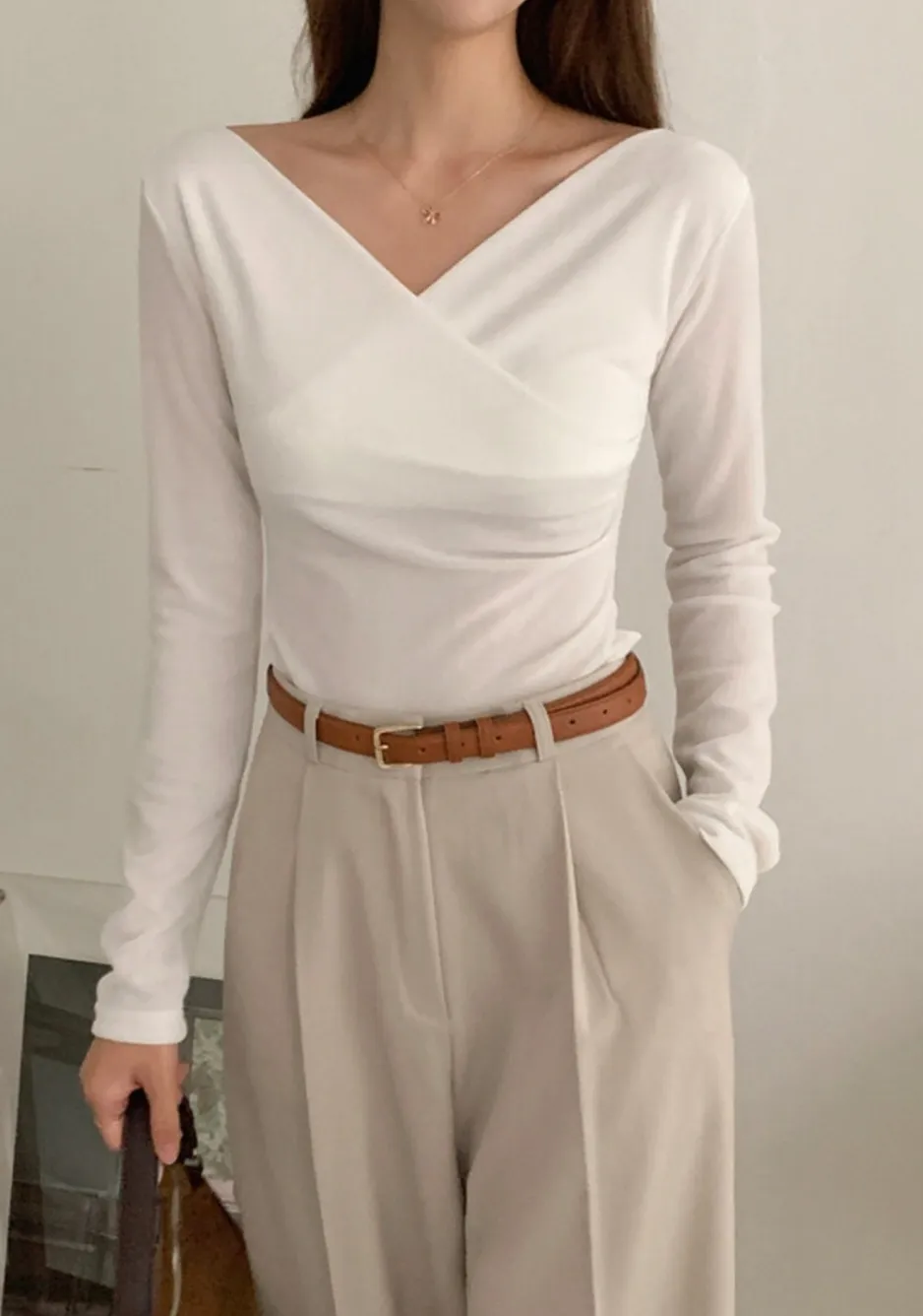 2WAYカシュクール長袖Tシャツ | レディースファッション通販 - DHOLIC