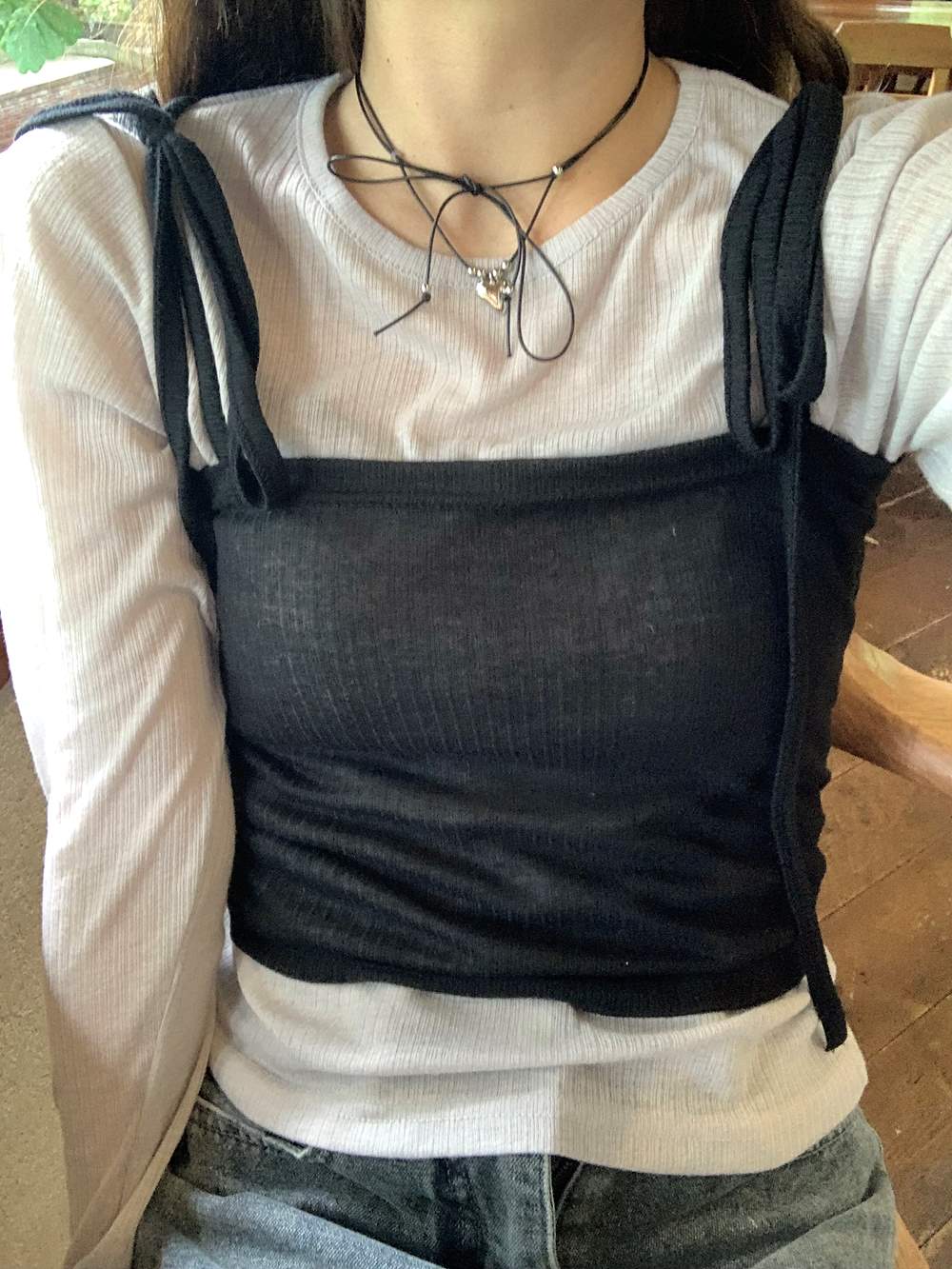 リボンビスチェ&2TYPEシアーTシャツSET | レディースファッション通販 - DHOLIC