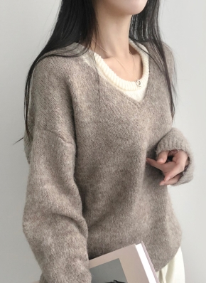 Uネックニットノースリーブ&VネックニットSET | レディースファッション通販 - DHOLIC